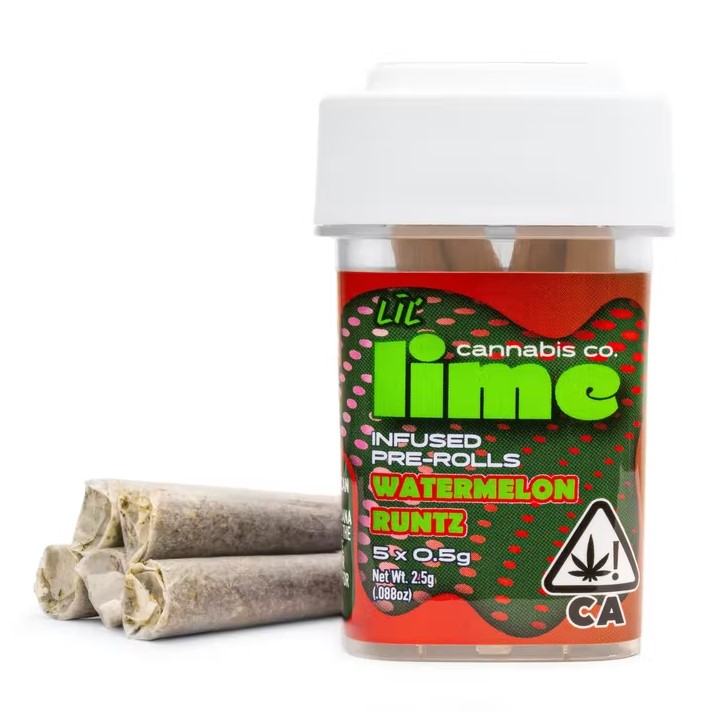 LIME - Watermelon Runtz Infused Preroll 5/PK 2.5G